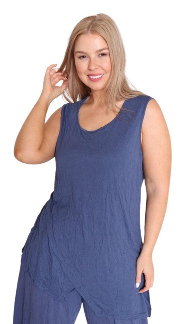 Carly Cross Over Tank Navy – Love Nelli